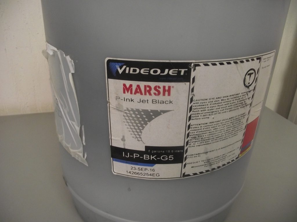 **SOLD** 5-Gal Jug of Marsh Videojet IJ-P-BK-G5 Jet Black Porous Ink ...
