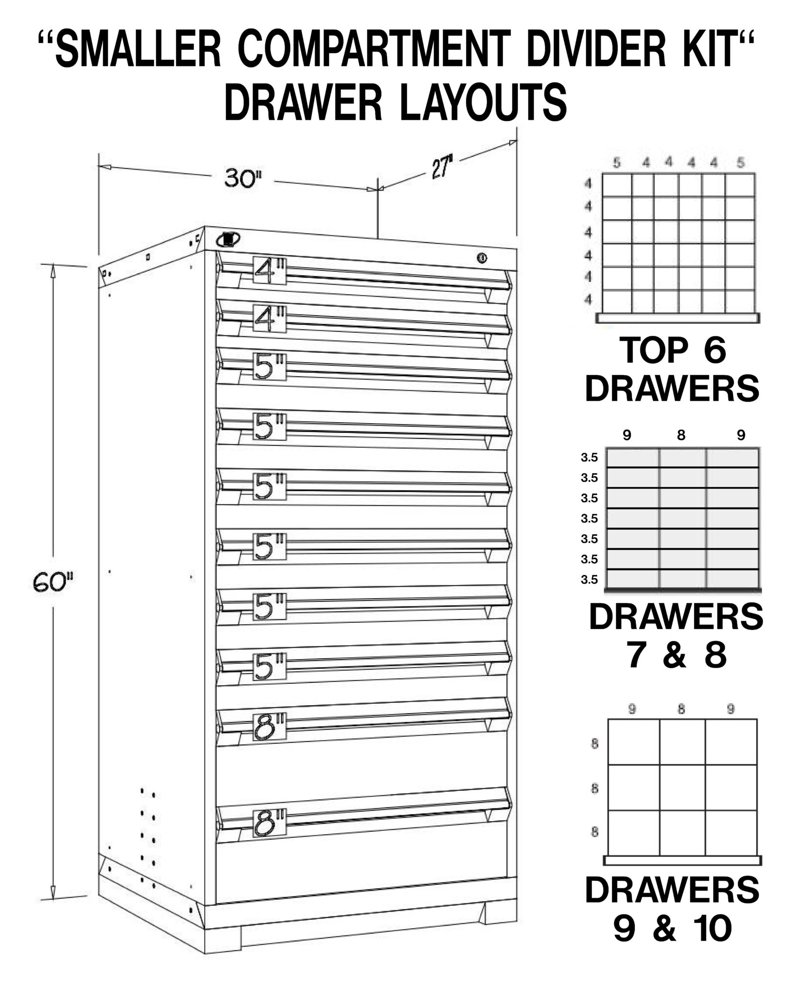 Rousseau 10-Drawer Gray Modular Parts Cabinet - New - Welter Storage