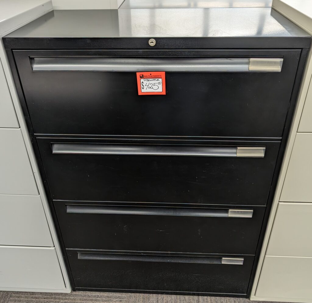 Steelcase Black 3'W 4-Drawer Lateral File - Used - Welter Storage