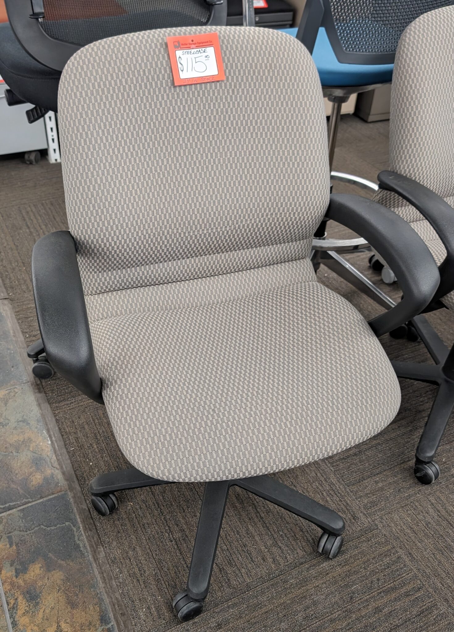 Steelcase Beige Fabric Fixed-Arm Office Chair - Used - Welter Storage