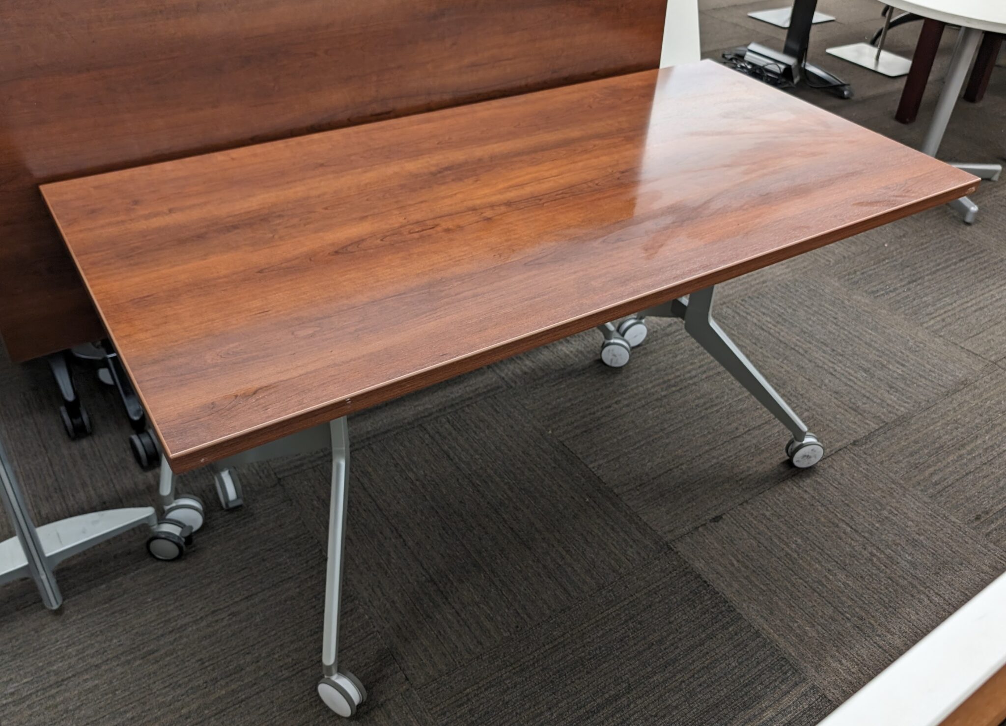 Haworth Cherry/Silver 30"x60" Mobile Nesting Tables - Used - Welter Storage