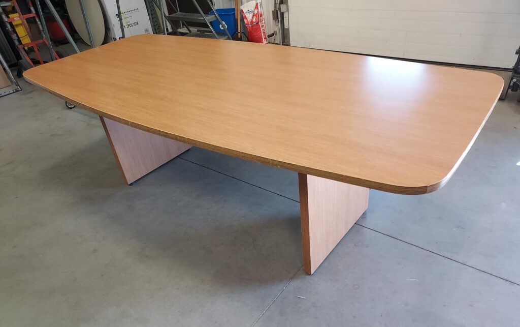 8' Medium Oak Boatshape Conference Table - Used - Welter Storage