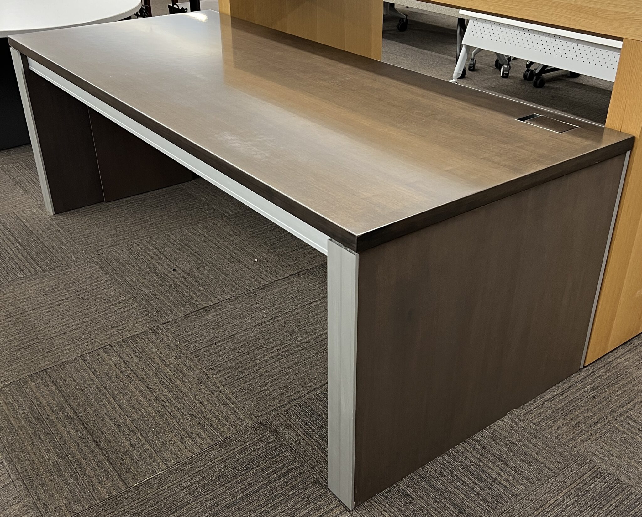 3'x86" Walnut Veneer Executive Table Desk - Used - Welter Storage