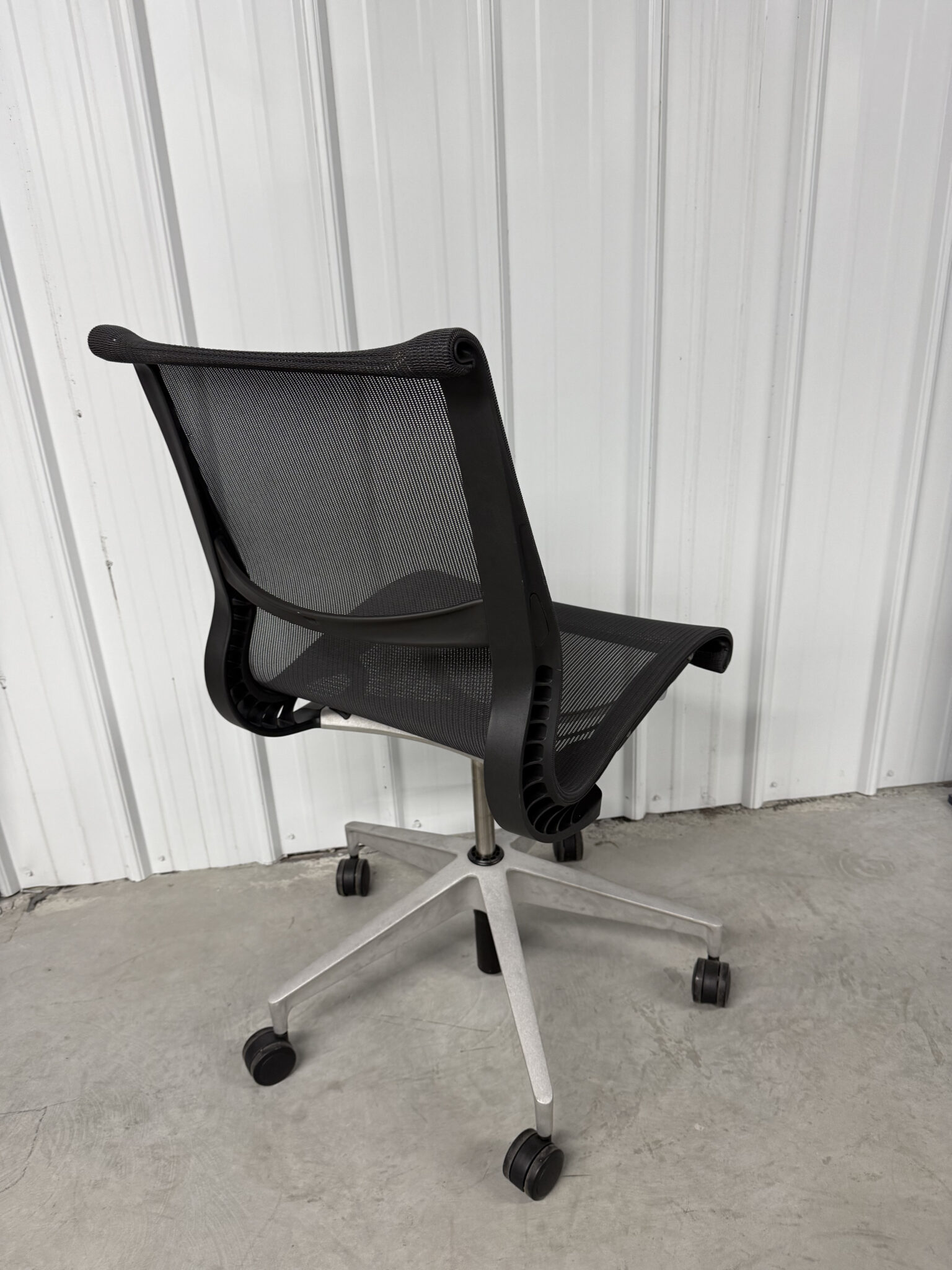 Herman Miller Setu Black Mesh Armless Silver Base Office Chair - Used ...