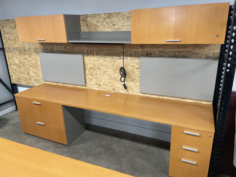 Steelcase Cherry Veneer Mobile Table & Credenza - Used - Welter Storage